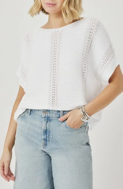 Splendid Pointelle Stitch Crewneck Sweater - White