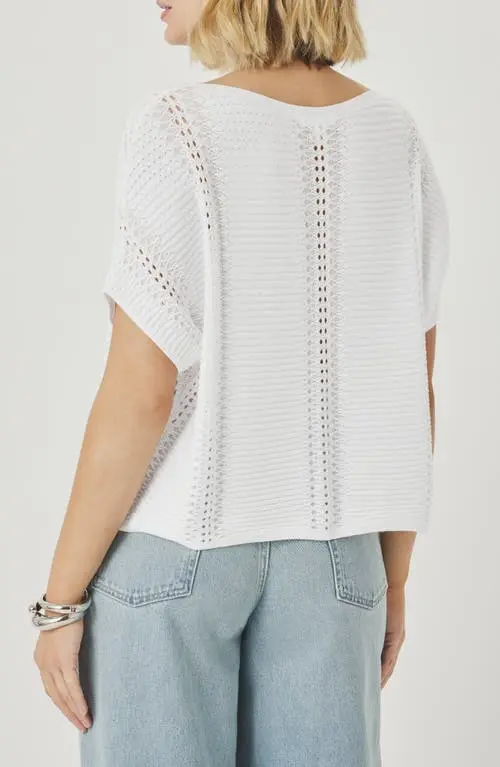 Splendid Pointelle Stitch Crewneck Sweater - White