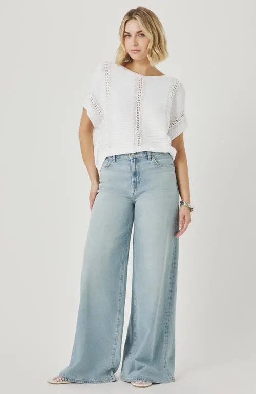Splendid Pointelle Stitch Crewneck Sweater - White