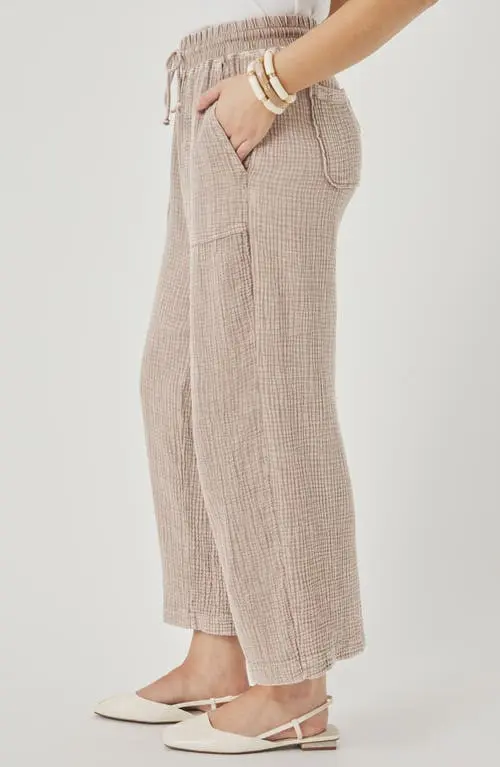 Splendid Ava Cotton Gauze Drawstring Pants - Light Wicker Brown