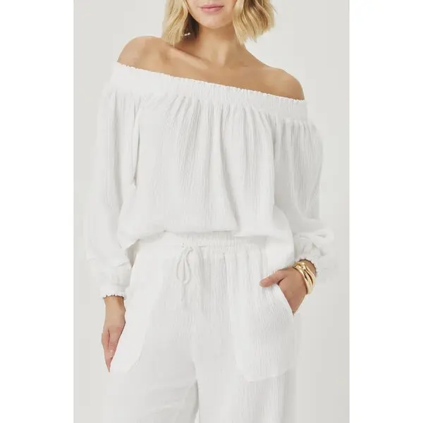 Splendid Ava Off The Shoulder Cotton Gauze Top - White