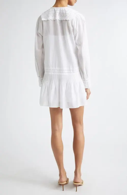 Veronica Beard Marguerite Embroidered Eyelet Long Sleeve Dress