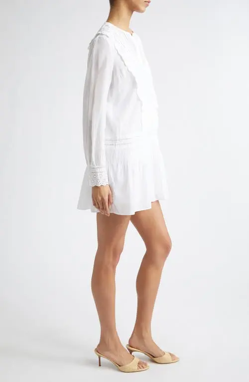 Veronica Beard Marguerite Embroidered Eyelet Long Sleeve Dress