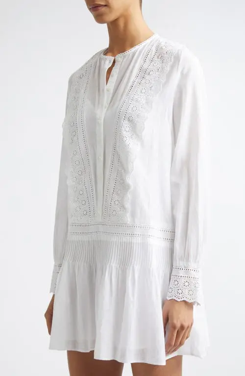Veronica Beard Marguerite Embroidered Eyelet Long Sleeve Dress