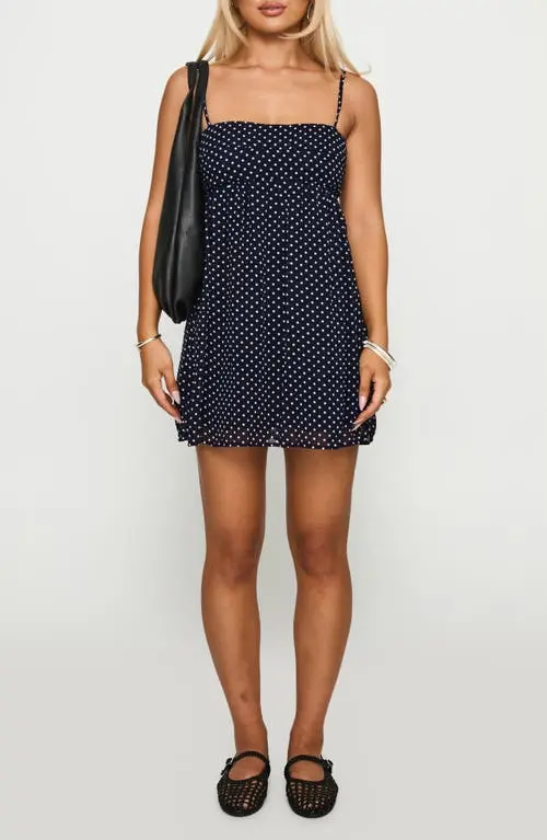 Princess Polly Ortega Polka Dot Babydoll Minidress - Navy Polka