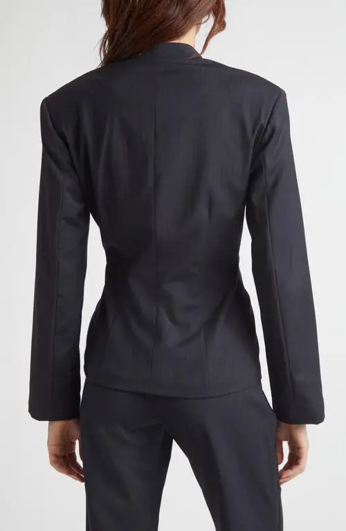 Paloma Wool Banjo Pinstripe Asymmetric Jacket - Dark Grey