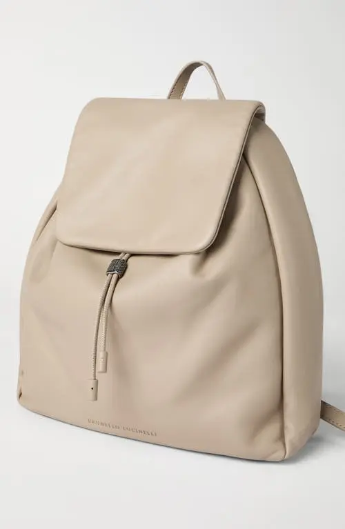 Brunello Cucinelli Leather City Backpack - Buff