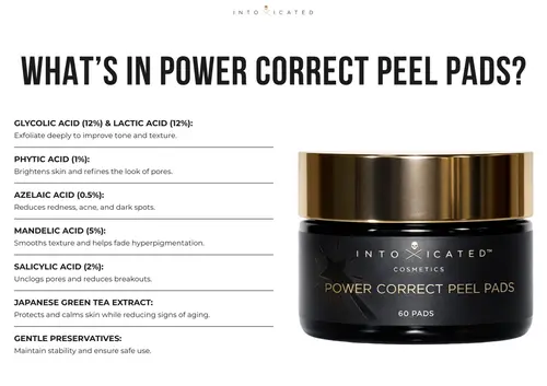 INTOXICATED COSMETICS Power Correct Peel Pads | 60 Pads | Brighten