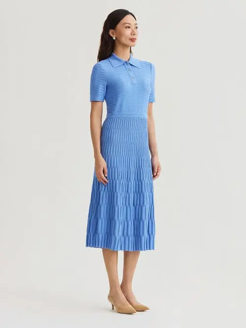 Misook Geometric Fit & Flare Knit Maxi Dress