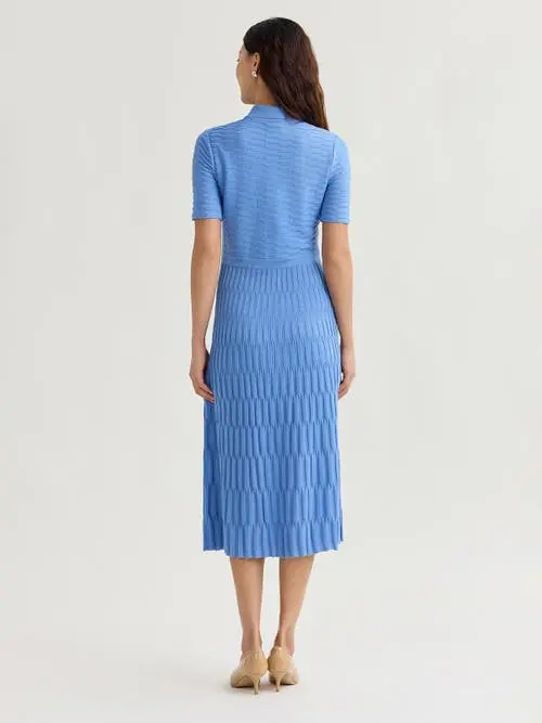 Misook Geometric Fit & Flare Knit Maxi Dress