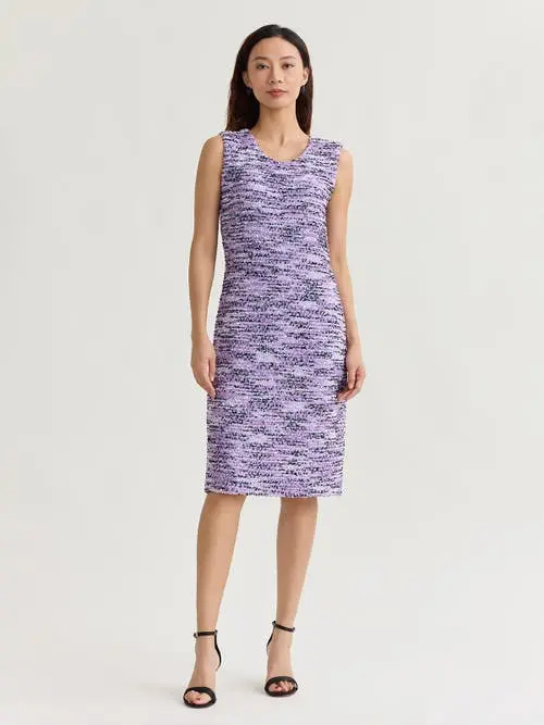 Misook Sleeveless Eyelash Ribbon Knit Sheath Dress - Hushed Lavender