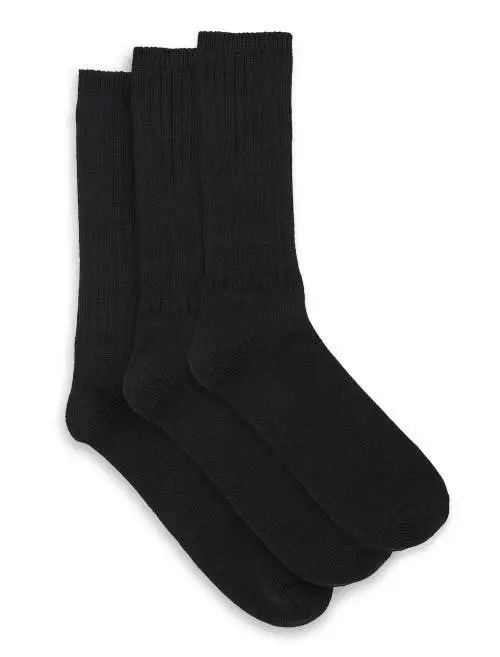HARBOR BAY BY DXL Big & Tall Extra-wide Crew Socks 3 Pack - Black