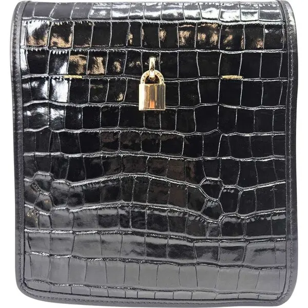 MADISON MAISON Moc Croc Crossbody Bag - Black