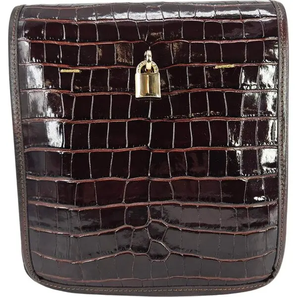 MADISON MAISON Moc Croc Crossbody Bag - Chocolate