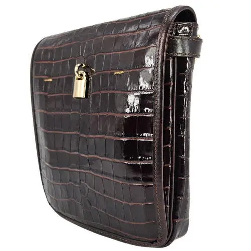 MADISON MAISON Moc Croc Crossbody Bag - Chocolate