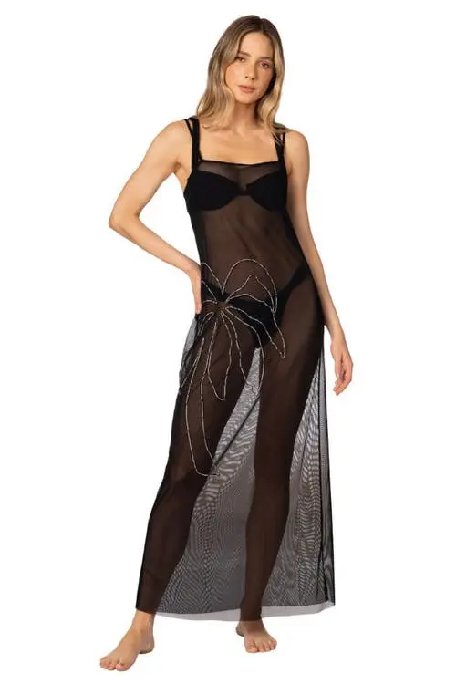 KIBYS Ancestral Lines Gio Sheer Palm Beach Dress - Black
