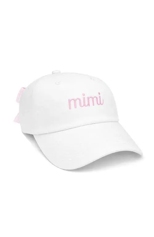 BITS & BOWS Mimi Bow Baseball Hat - White/pink