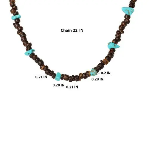 Lucky Brand Wood And Turquoise Beaded Necklace