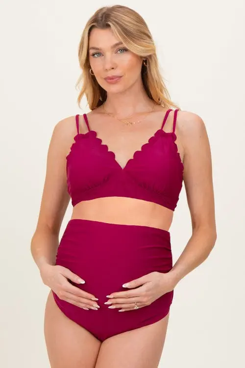 PINKBLUSH Two-piece Maternity Swimsuit - Burgundy