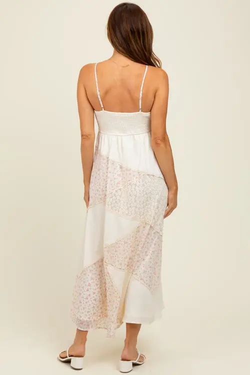 PINKBLUSH Floral Sweetheart Neck Maternity Midi Dress