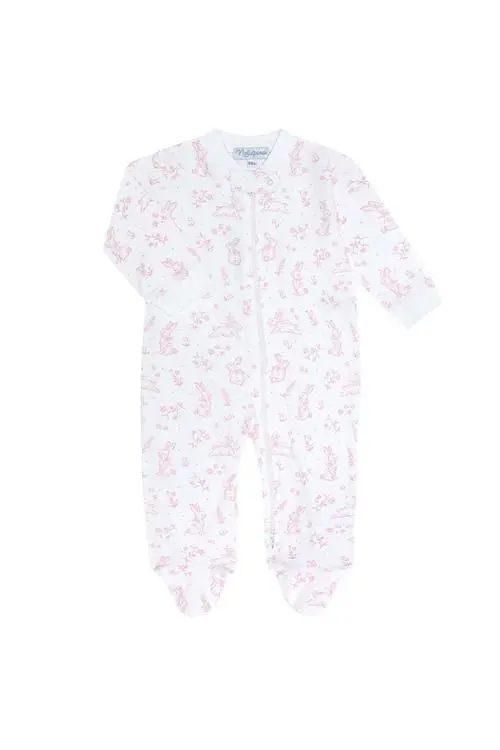 NELLAPIMA Bunny Toile Zipper Footie - Pink