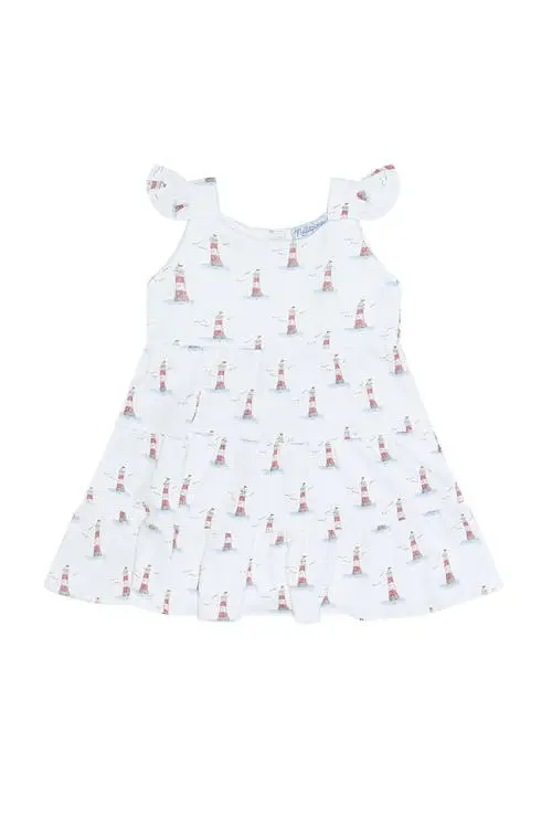 NELLAPIMA Lighthouse Print Ruffle Dressbaby - Red