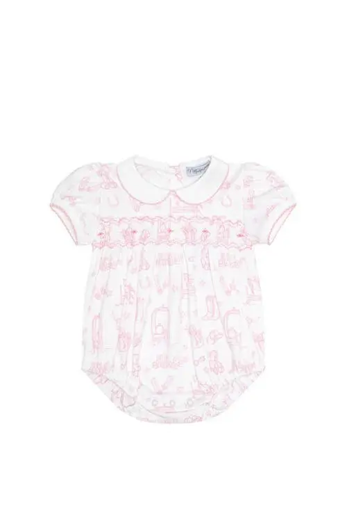 NELLAPIMA Lone Star Toile Smocked Bubblebaby - Pink