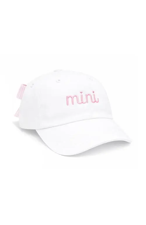 BITS & BOWS Mini Bow Baseball Hat - White/pink