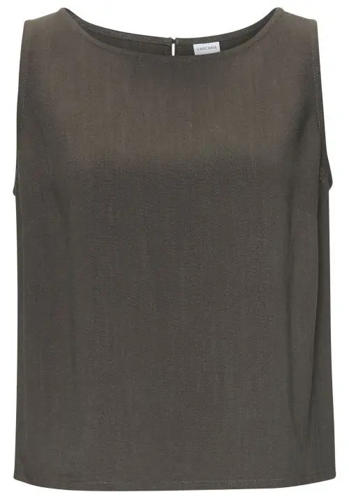 LASCANA Sleeveless Linen Blend Blouse With Crew Neck
