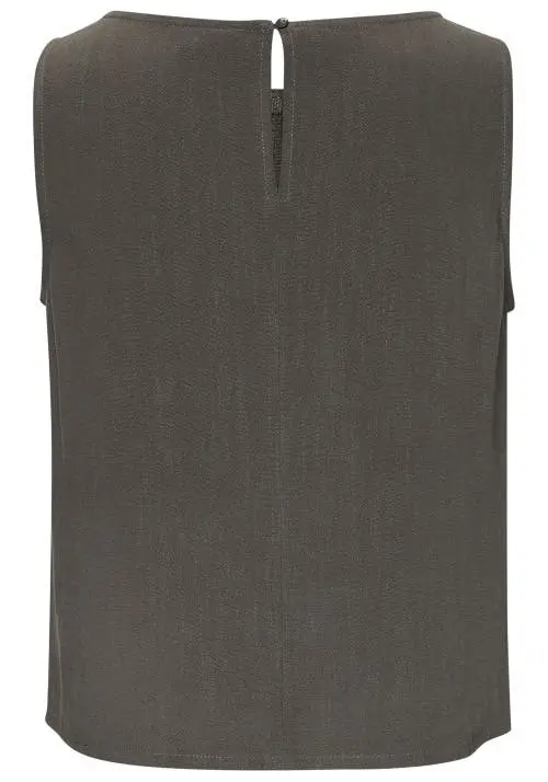LASCANA Sleeveless Linen Blend Blouse With Crew Neck