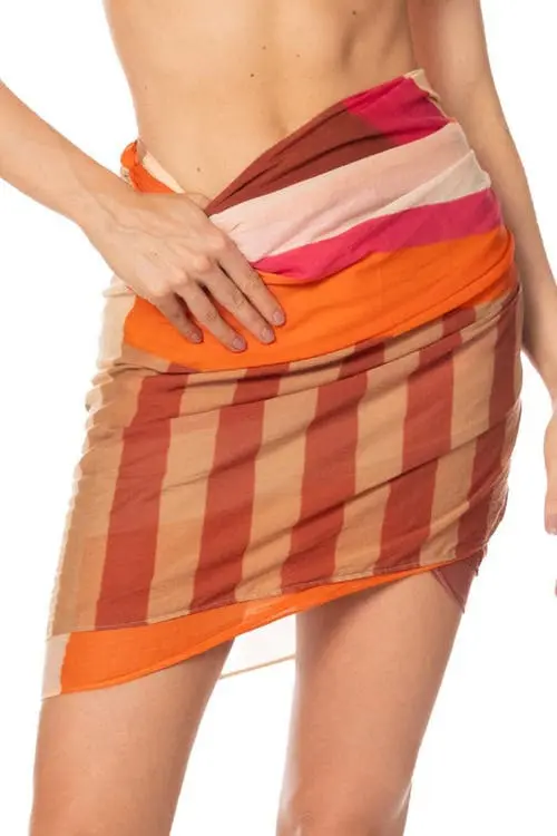 KIBYS Sunset Bazaar Loretta Striped Cotton Pareo Sarong