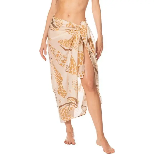KIBYS Shell Tides Loretta Shell Print Cotton Pareo Sarong - Beige Shell Print