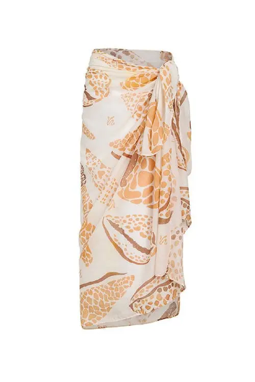 KIBYS Shell Tides Loretta Shell Print Cotton Pareo Sarong