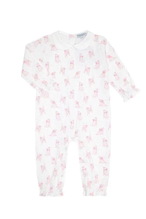 NELLAPIMA Puppy Love Print Romper Long Sleevebaby - Pink