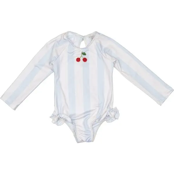 WILD WAWA L/s Cherry Swimsuit - Blue Stripe