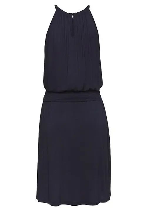 LASCANA Flowy Crochet Detail Dress - Navy