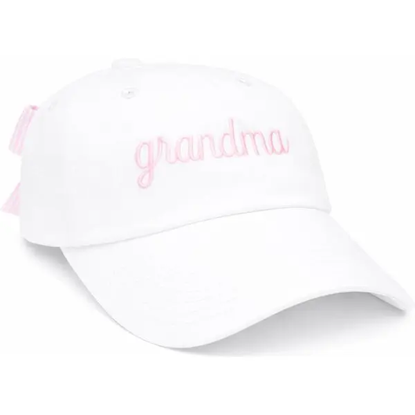 BITS & BOWS Grandma Bow Baseball Cap - White/pink