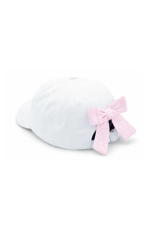 BITS & BOWS Grandma Bow Baseball Cap - White/pink