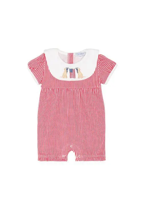 NELLAPIMA American Pups Collared Romper - Red