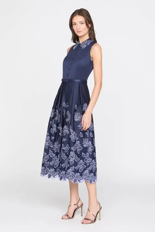 Theia Merisel Sleeveless Shirt Dress - Navy/deep Periwinkle
