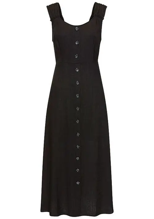 LASCANA Button Detail Maxi Dress - Black