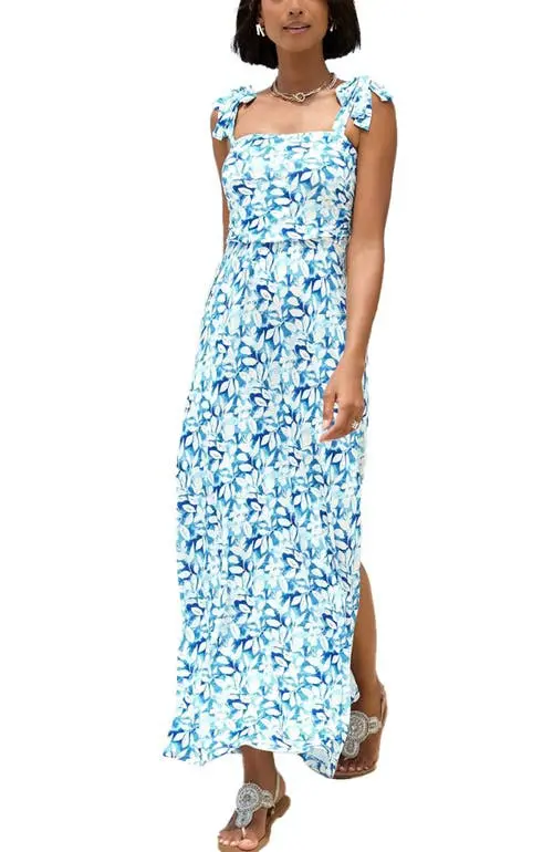 LASCANA Tie Strap Maxi Dress - Blue Multi