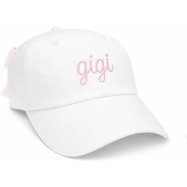 BITS & BOWS Gigi Bow Baseball Hat - White/pink