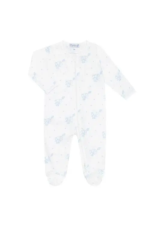 NELLAPIMA Elephant Print Zipper Footie - Blue