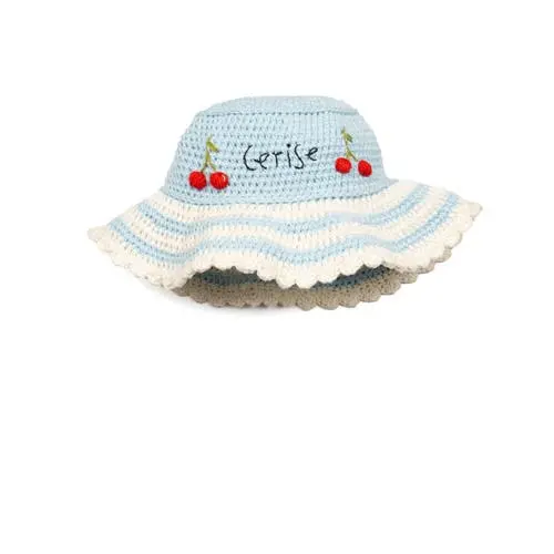 WILD WAWA Crochet Bucket Hat - Cherry Stripe