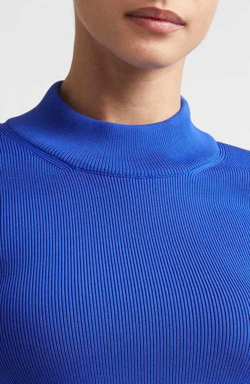 JIL SANDER Technical Rib Mock Neck Sweater