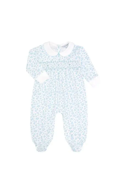 NELLAPIMA Cheetah Print Smocked Footie - Blue