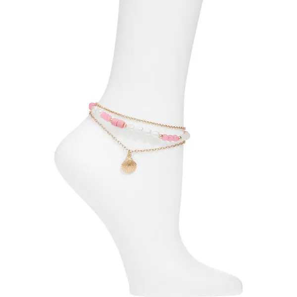 Bp. Beaded Anklet - Pink- Multi