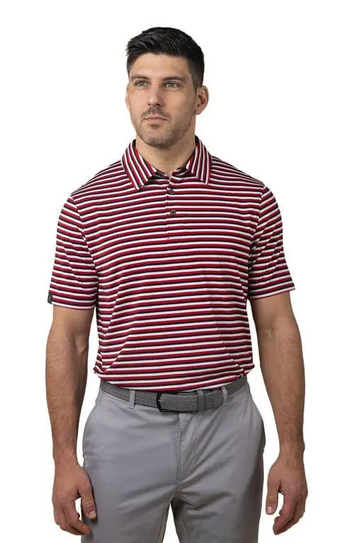 ASHWORTH GOLF Ivy Stripe Polo - Core Red