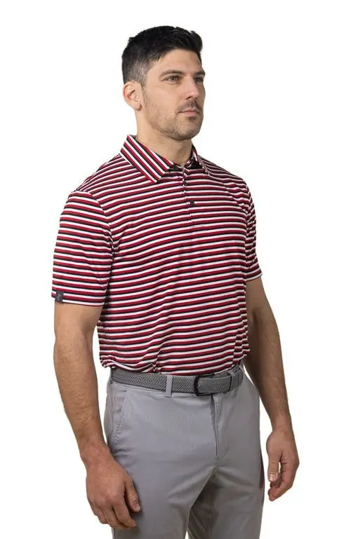 ASHWORTH GOLF Ivy Stripe Polo - Core Red